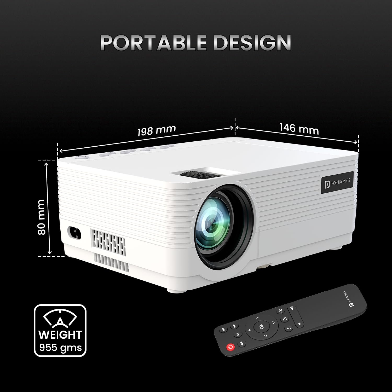 Portronics Beem 420 LED Projector with 3200 Lumens, 1080p Full HD ...